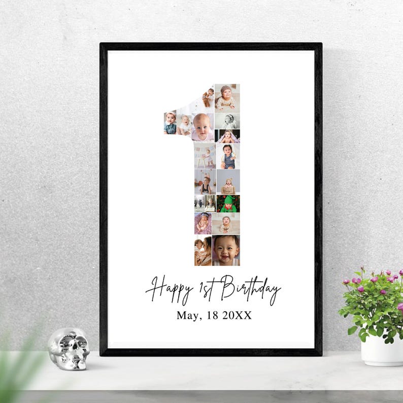 Birthday Number 1 Photo Collage| Birthday Gift| First Birthday Photo ...