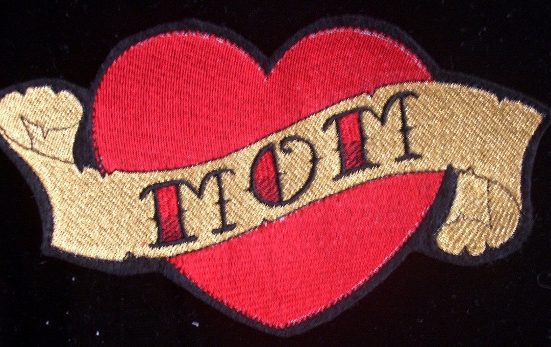 Embroidered Mom Heart Tattoo Iron on Patch - Etsy