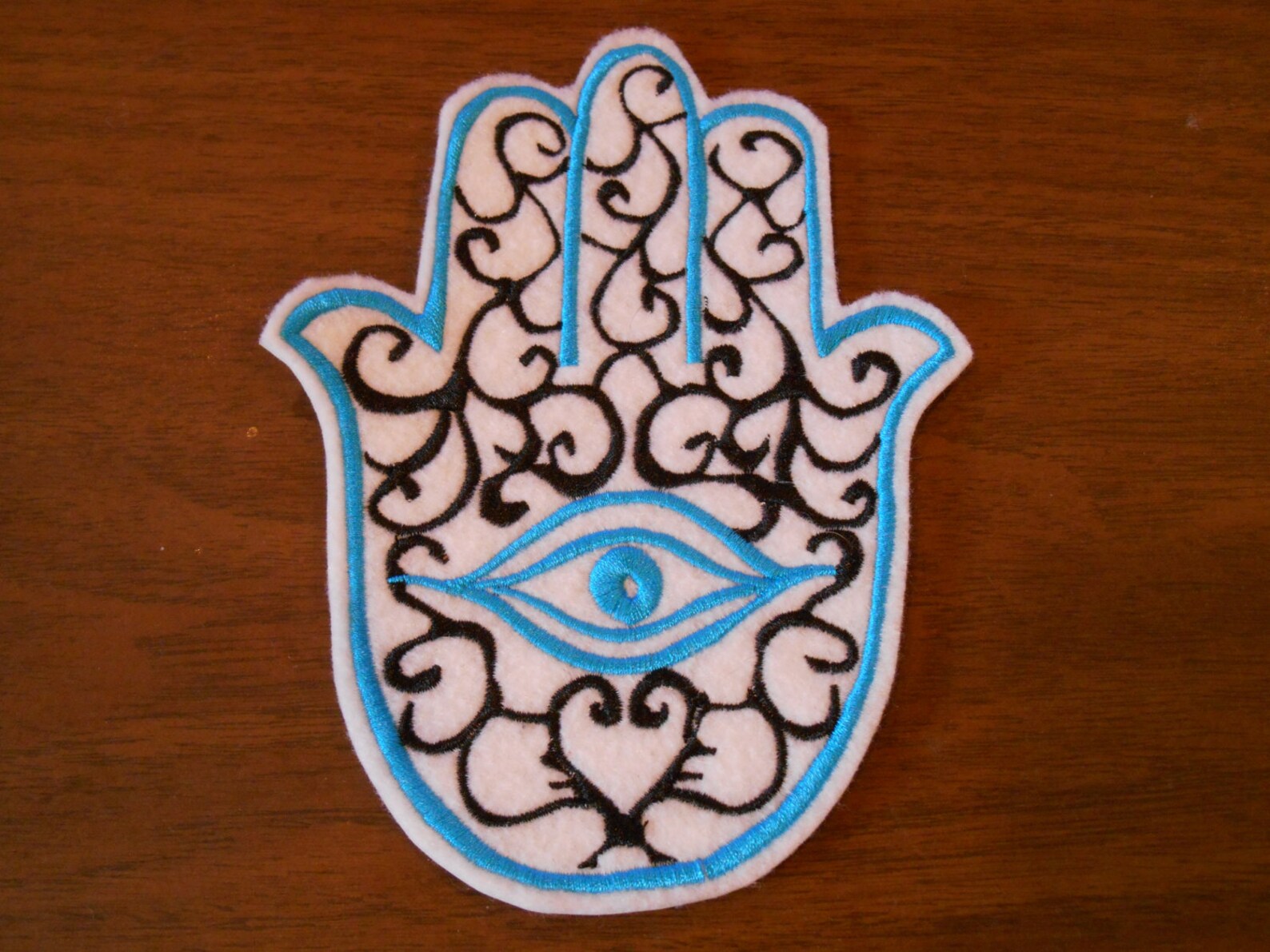 Turquiose and Black Hamsa Chamsa Khamsa Embroidered Iron on | Etsy