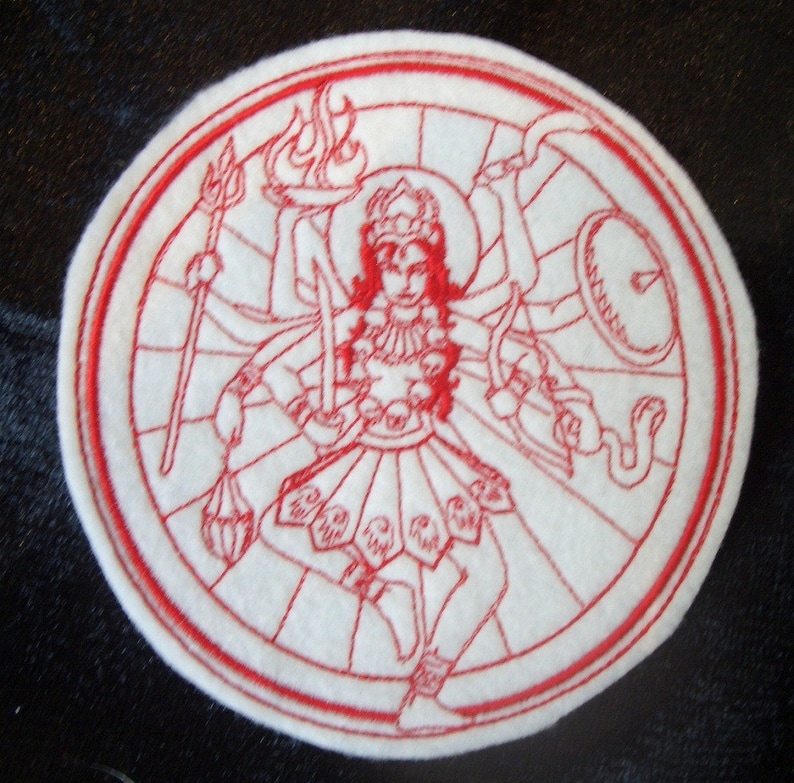Red Work Embroidery Kali Iron on Patch - Etsy
