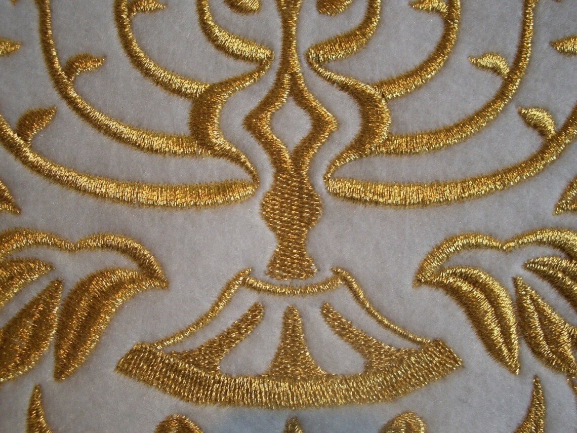 Gold Embroidered Damask Menorah Iron on Patch - Etsy
