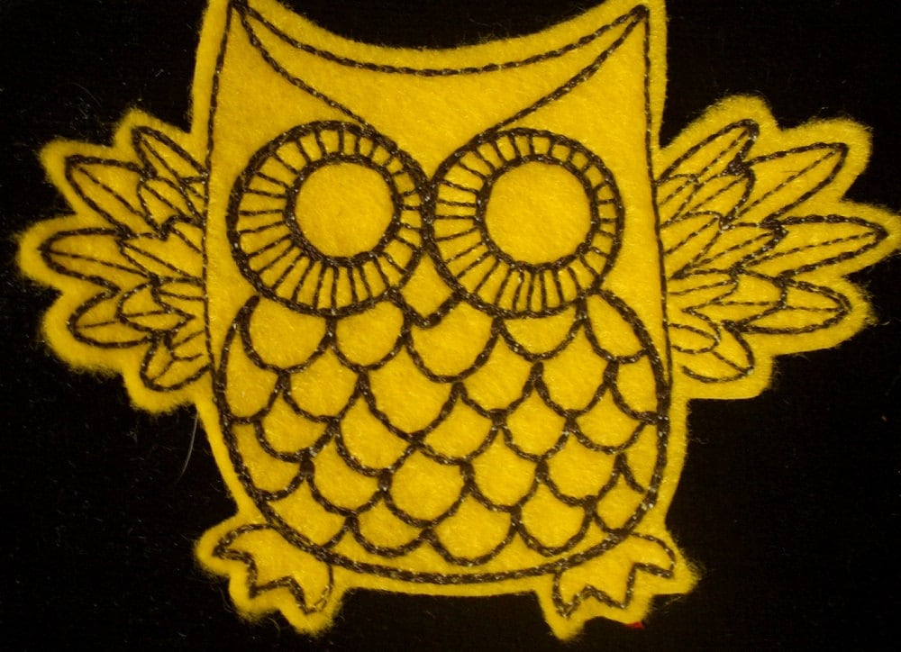 Super Cute Retro Style Yellow Owl With Brown Stitching | Etsy