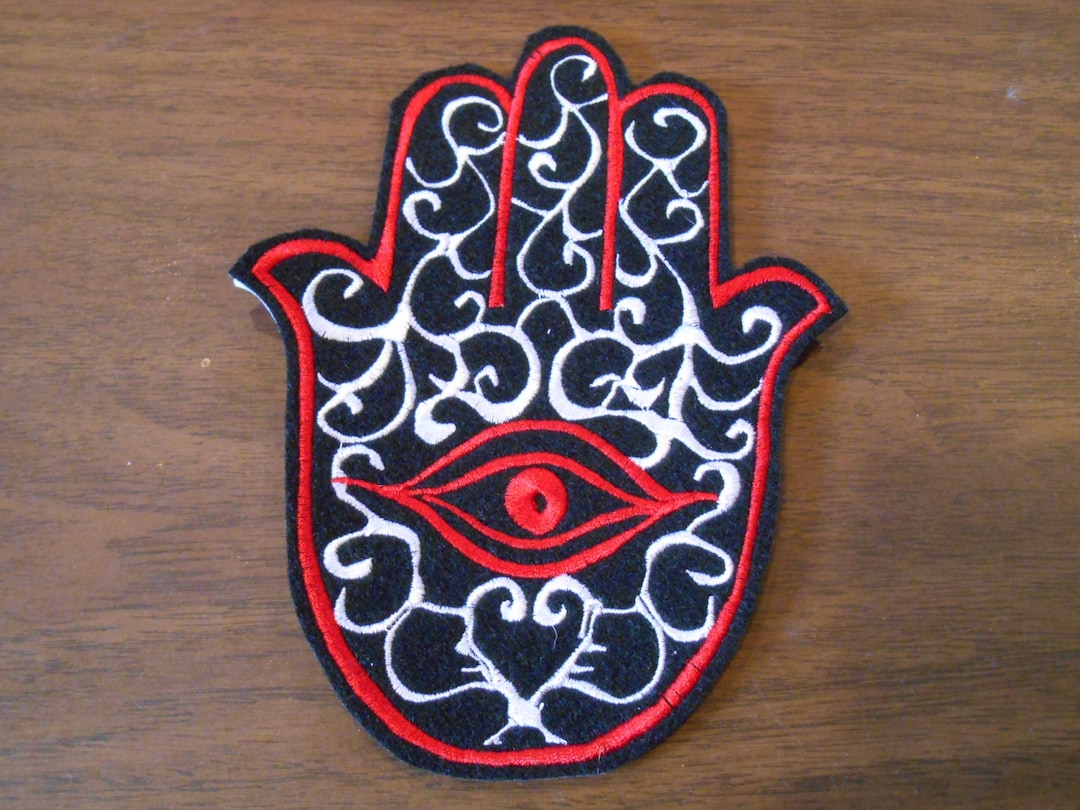 Red, White and Black Hamsa Chamsa Khamsa Embroidered Iron on Patch - Etsy