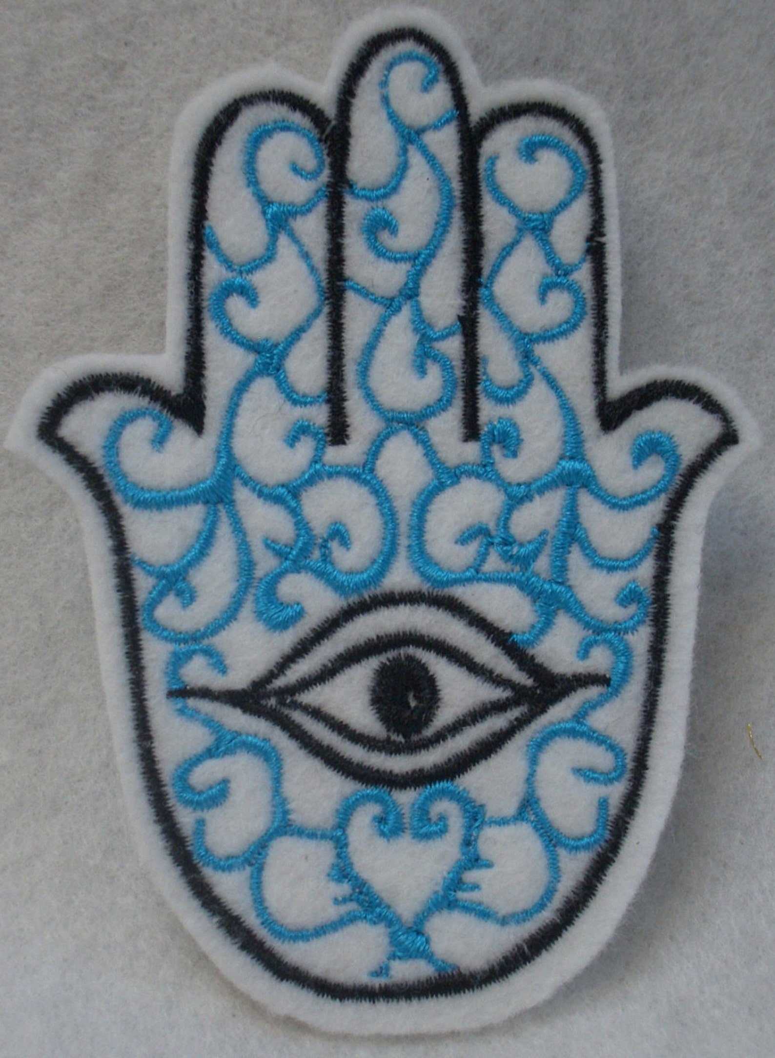 Turquiose With Black Hamsa, Chamsa, Khamsa Embroidered Iron on Patch - Etsy