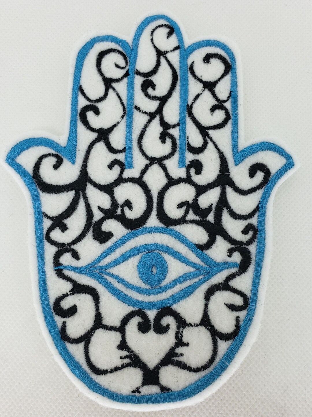 Turquiose and Black Hamsa Chamsa Khamsa Embroidered Iron on Patch - Etsy