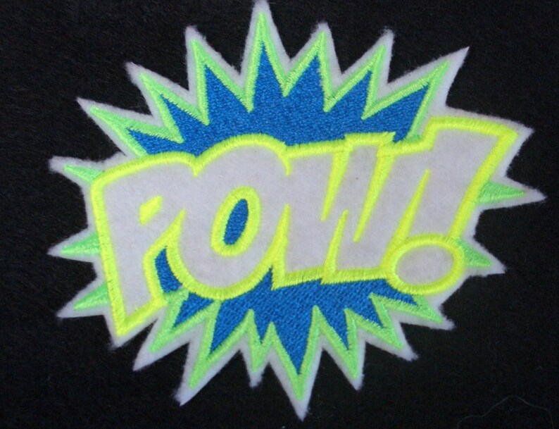 POW Super Hero Embroidered Iron on Patch in Bright Neon Shades - Etsy