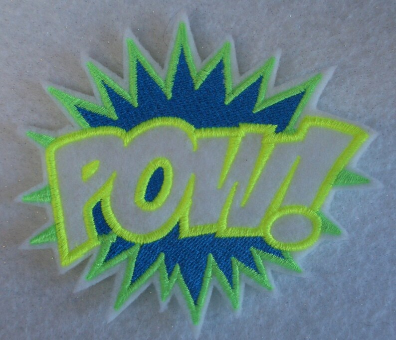 POW Super Hero Embroidered Iron on Patch in Bright Neon Shades - Etsy