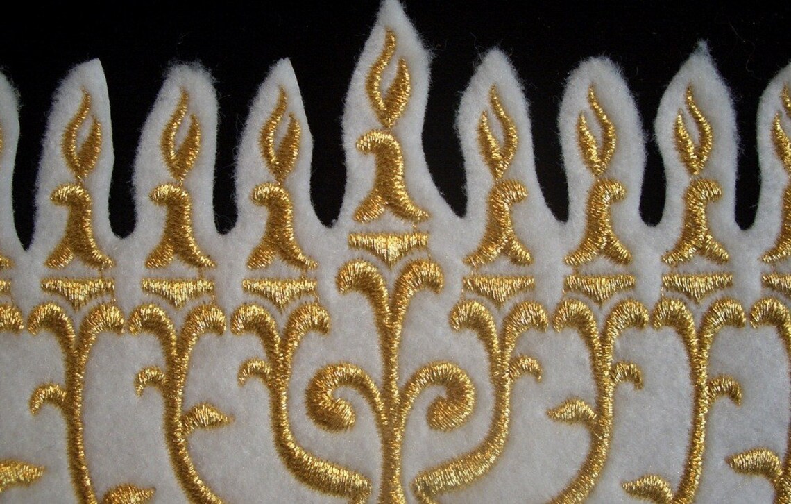 Gold Embroidered Damask Menorah Iron on Patch - Etsy