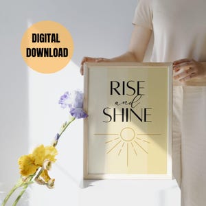 Rise and Shine Wall Printable Poster Art Motivational 5 Size Digital ...
