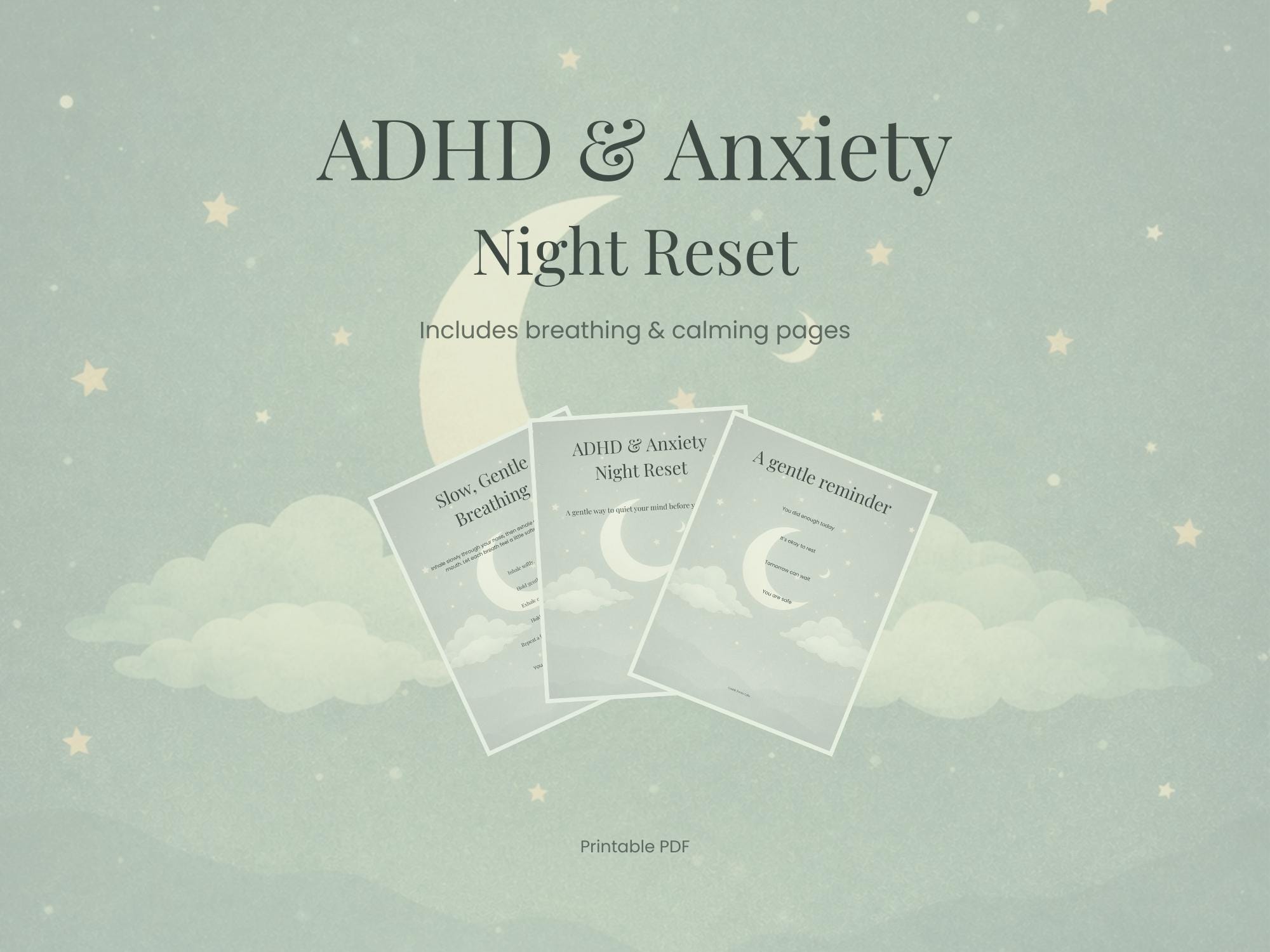 ADHD Anxiety Night Reset | Sleep Planner for Racing Thoughts | Bedtime ...