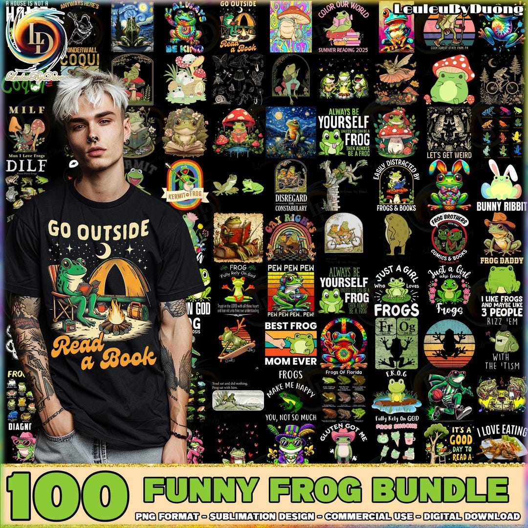 Funny Frog Png Bundle, Cute Frog, Funny Frog Quotes Png, Frog ...