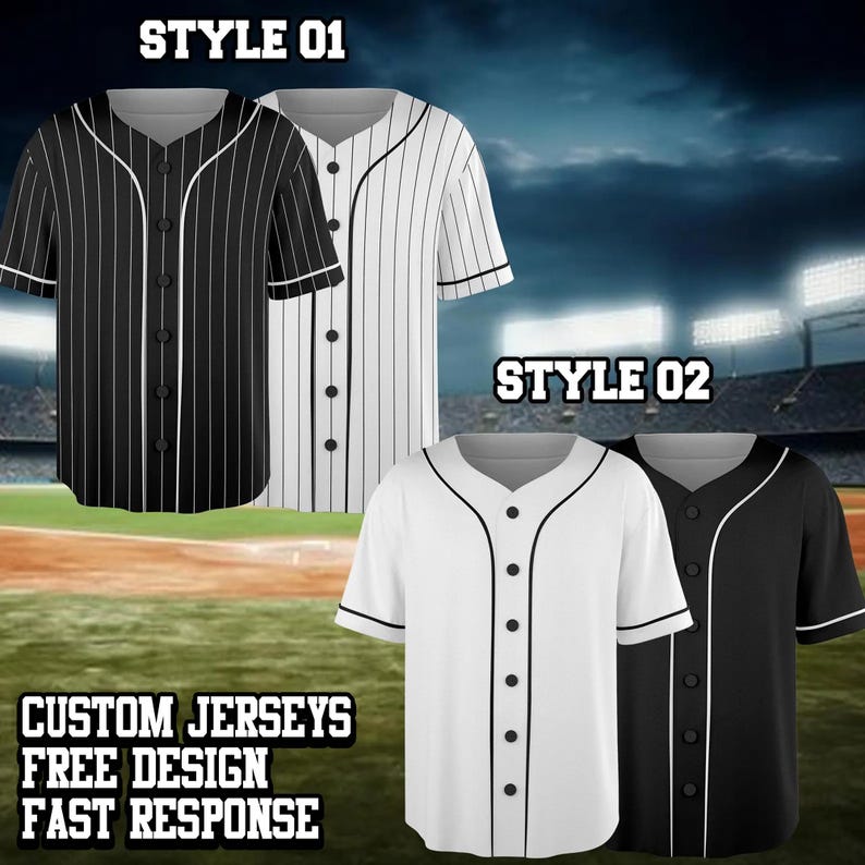Personalized Team Name Number Baseball Jersey, Custom for Men Women ...