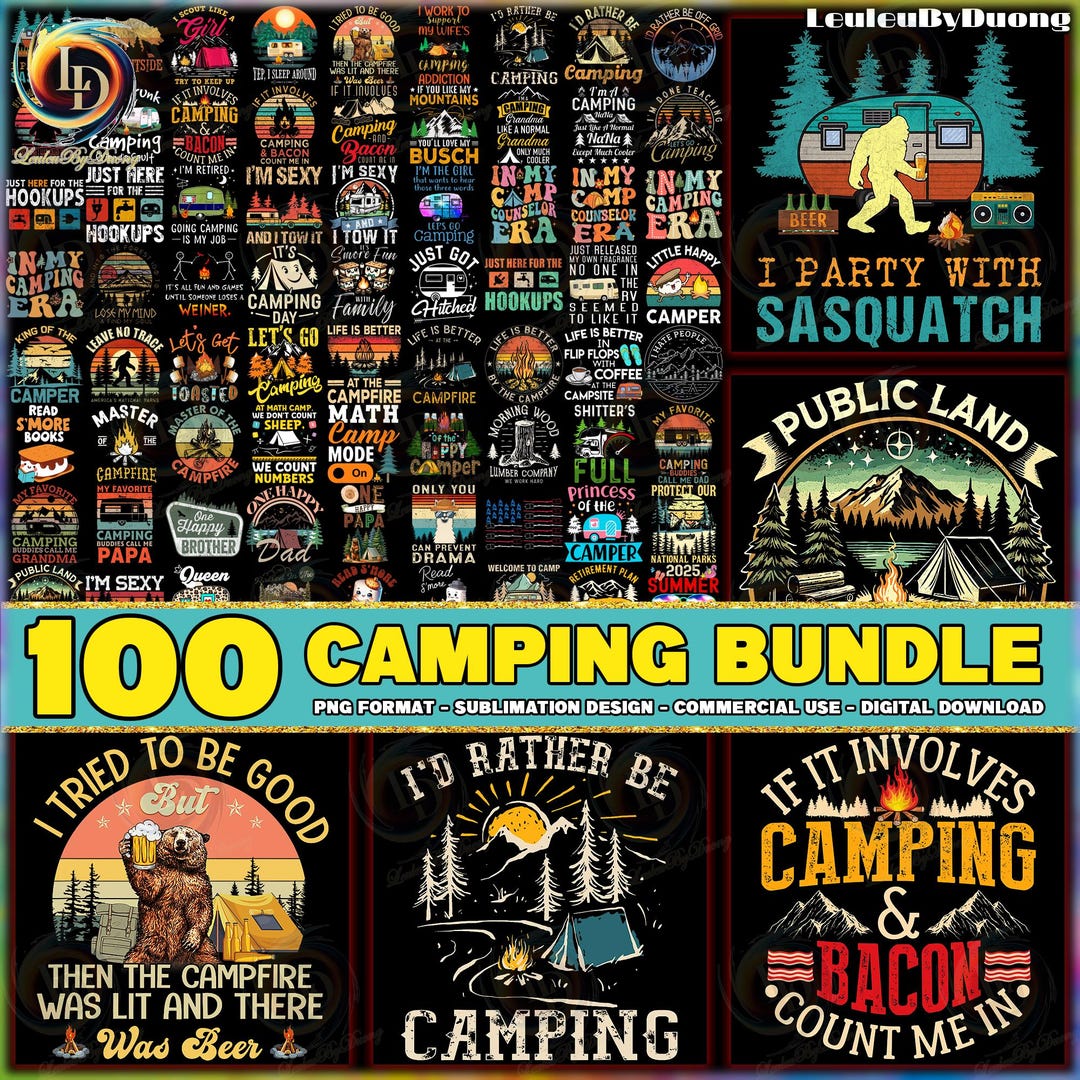 Camping Png Bundle, Campfire Hiking Nature Clipart Png, Outdoor ...