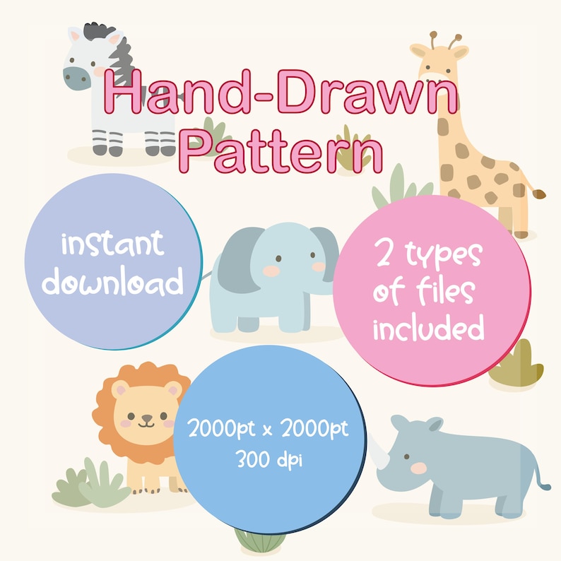 Safari Animals Pattern for Kids | Jungle Animal Print | Cute Safari ...