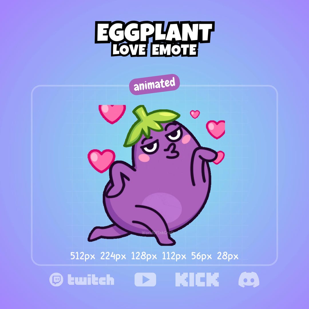 Animated Eggplant Emote – Love & Flirt Chat Emote Eggplant | Twitch ...