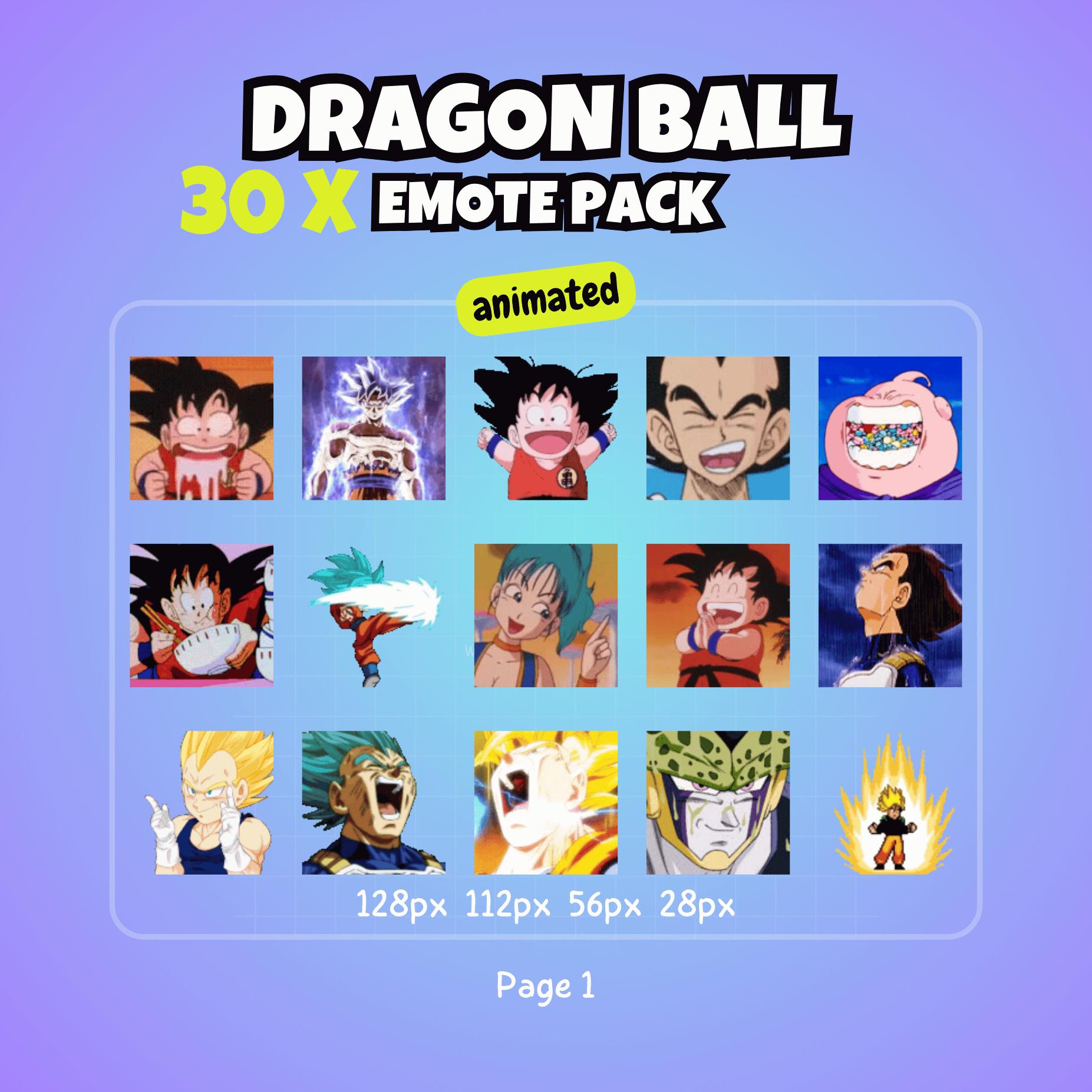 30x Dragon Ball Animated Emotes Pack - for Twitch & Discord - Power Up ...