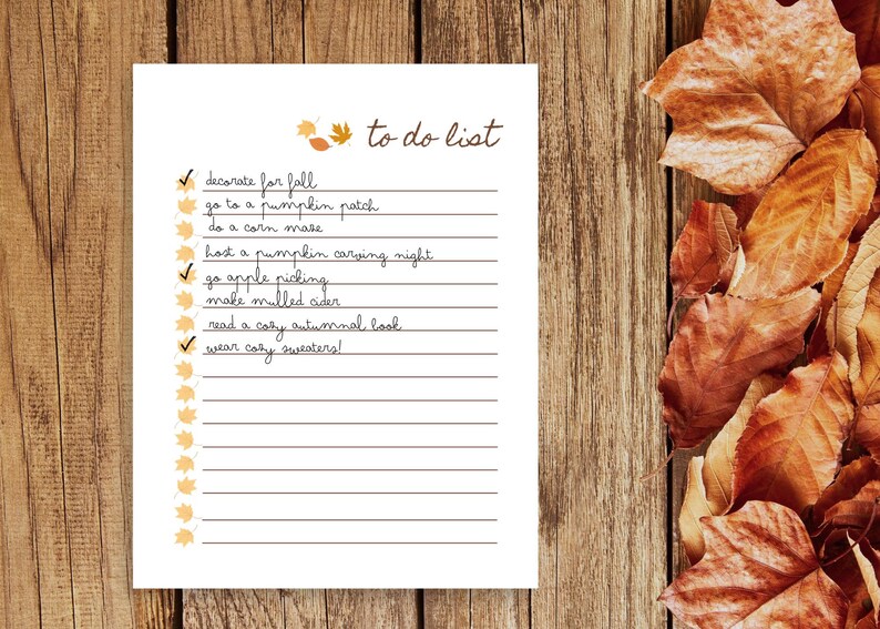 Minimalist Fall to Do List Printable: Autumn Themed Daily Task Planner ...