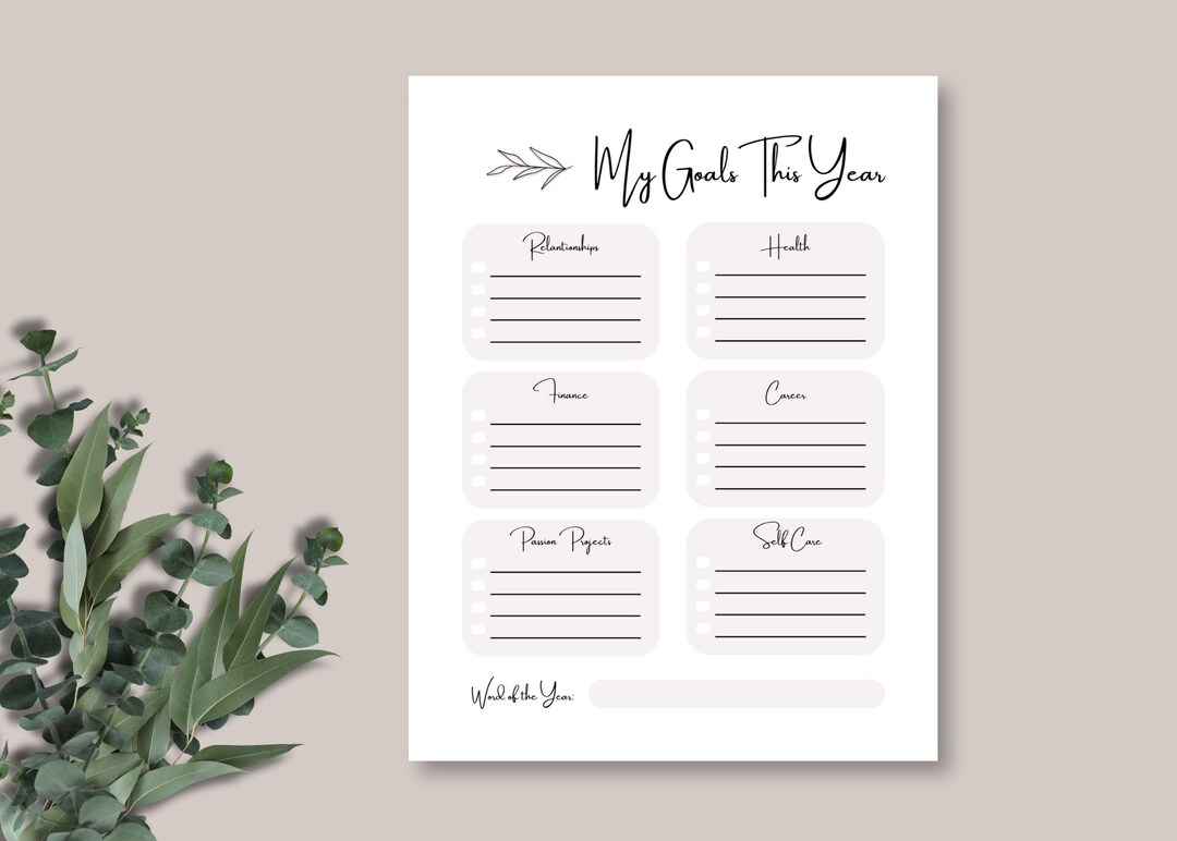Minimalist Goal Planning Worksheet Printable: Blank Goal Setting Tool ...
