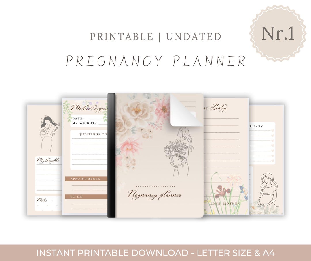 Pregnancy Planner Digital Printable Journal Baby Checklist Tracker ...
