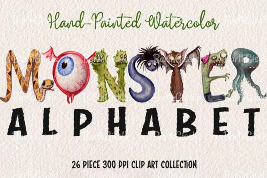 Monster Alphabet Clipart,monster Numbers Clipart,monster Letters ...