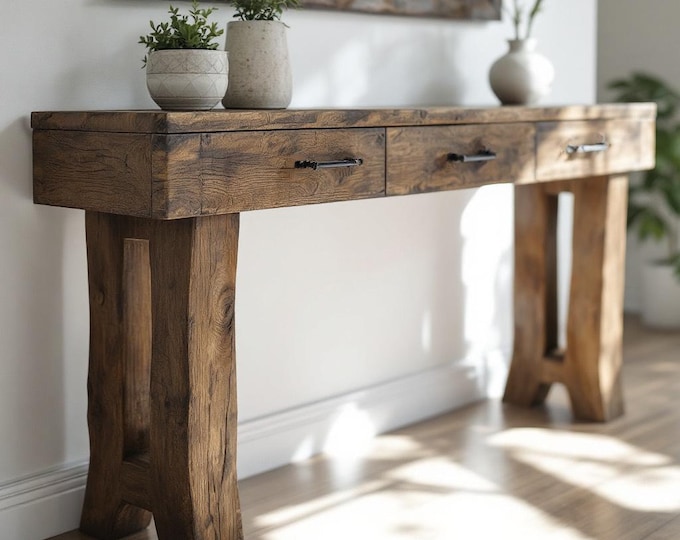 Handmade Rustic Wood Console Table: Farmhouse Entryway Furniture - Etsy