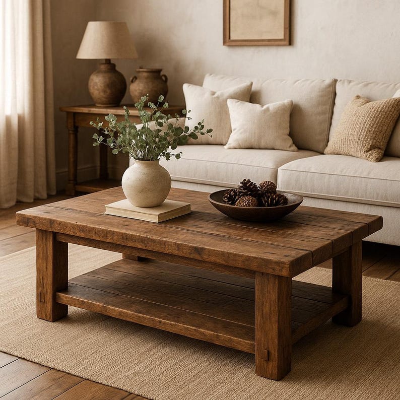 Handmade Rustic Wood Coffee Table: Live Edge Farmhouse Style - Etsy