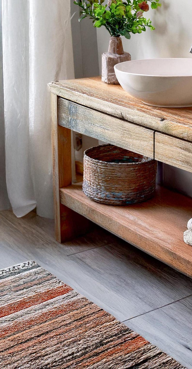 Wooden Rustic Bathroom Vanity Handmade Farmhouse Cabinet Custom Size ...