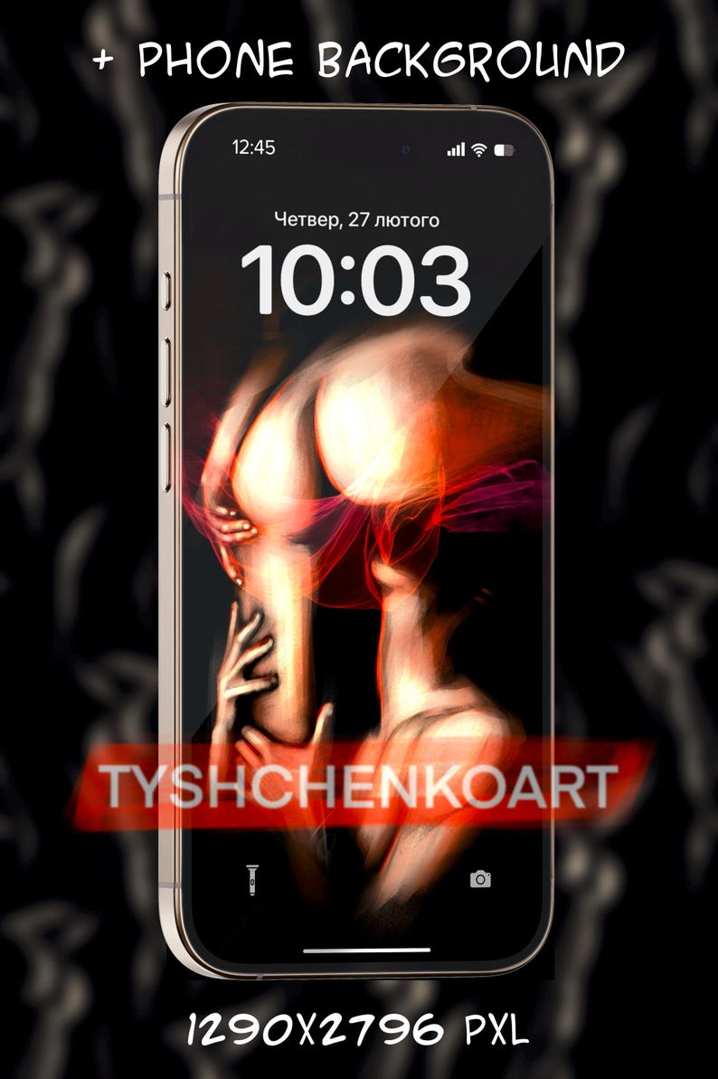 Sensual Nude Drawing Hugging Couple Art Phone Wallpaper Digital
