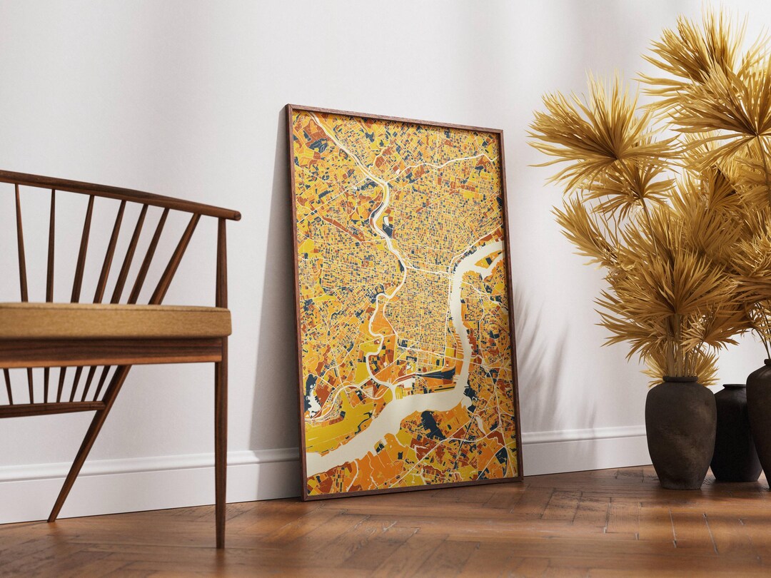 Philadelphia Abstract Map Poster – Colorful City Map Art Print – Modern ...