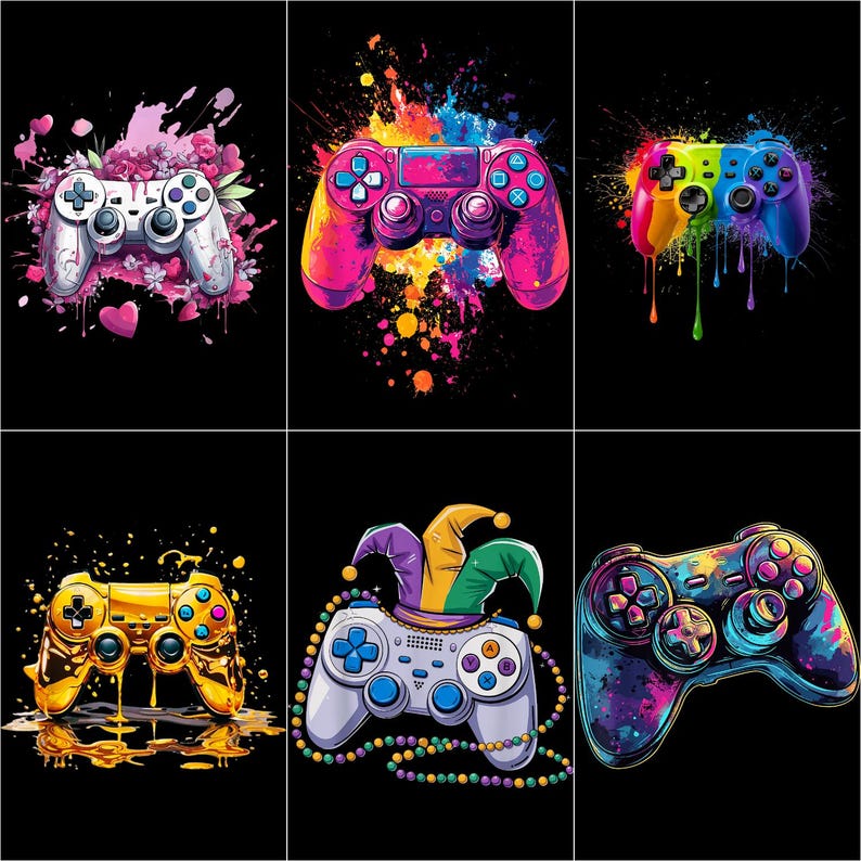 Colorful Gaming Controller PNG Bundle | High-quality Digital Files ...