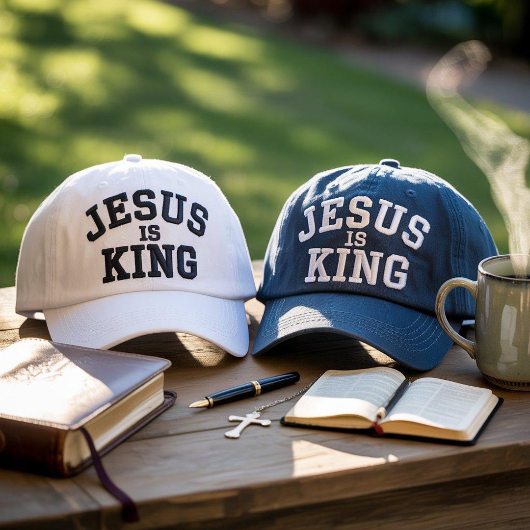 Jesus is King Embroidered Hat – Christian Faith Baseball Cap, Wash Cap ...