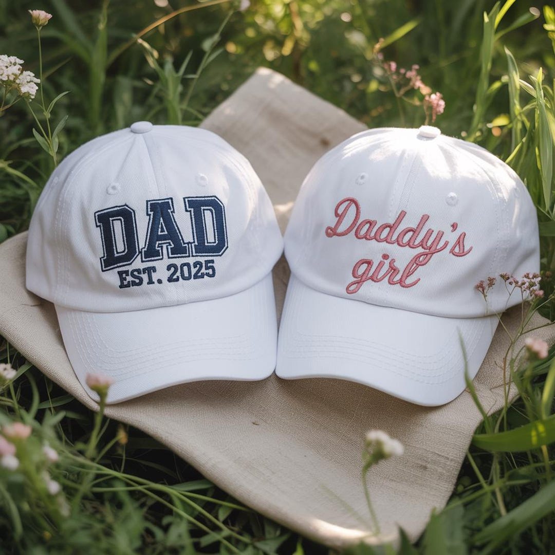 Matching Embroidered Dad and Daughter Hats – DAD EST. 2025 & Daddy’s ...