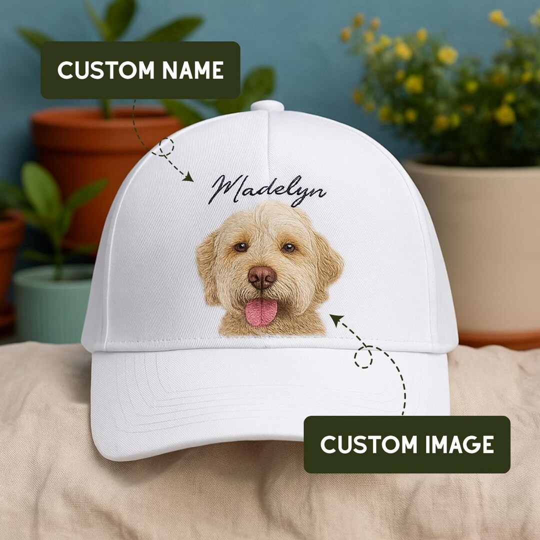 Custom Embroidered Dog Hat With Name – Personalized Pet Portrait ...