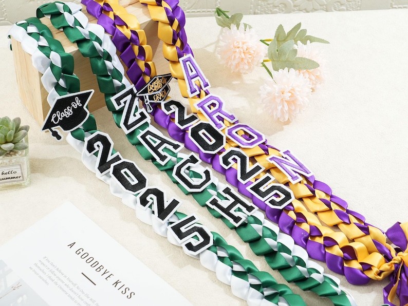 Personalized 2025 Graduation Lei: Braided Satin Ribbon, Custom Name - Etsy