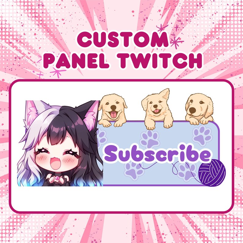 Custom Twitch Panels | Vtuber Panel, Personalized Twitch , Cute Chibi ...