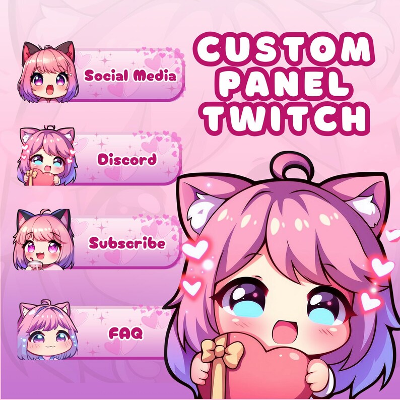 Custom Twitch Panels | Vtuber Panel, Personalized Twitch , Cute Chibi ...