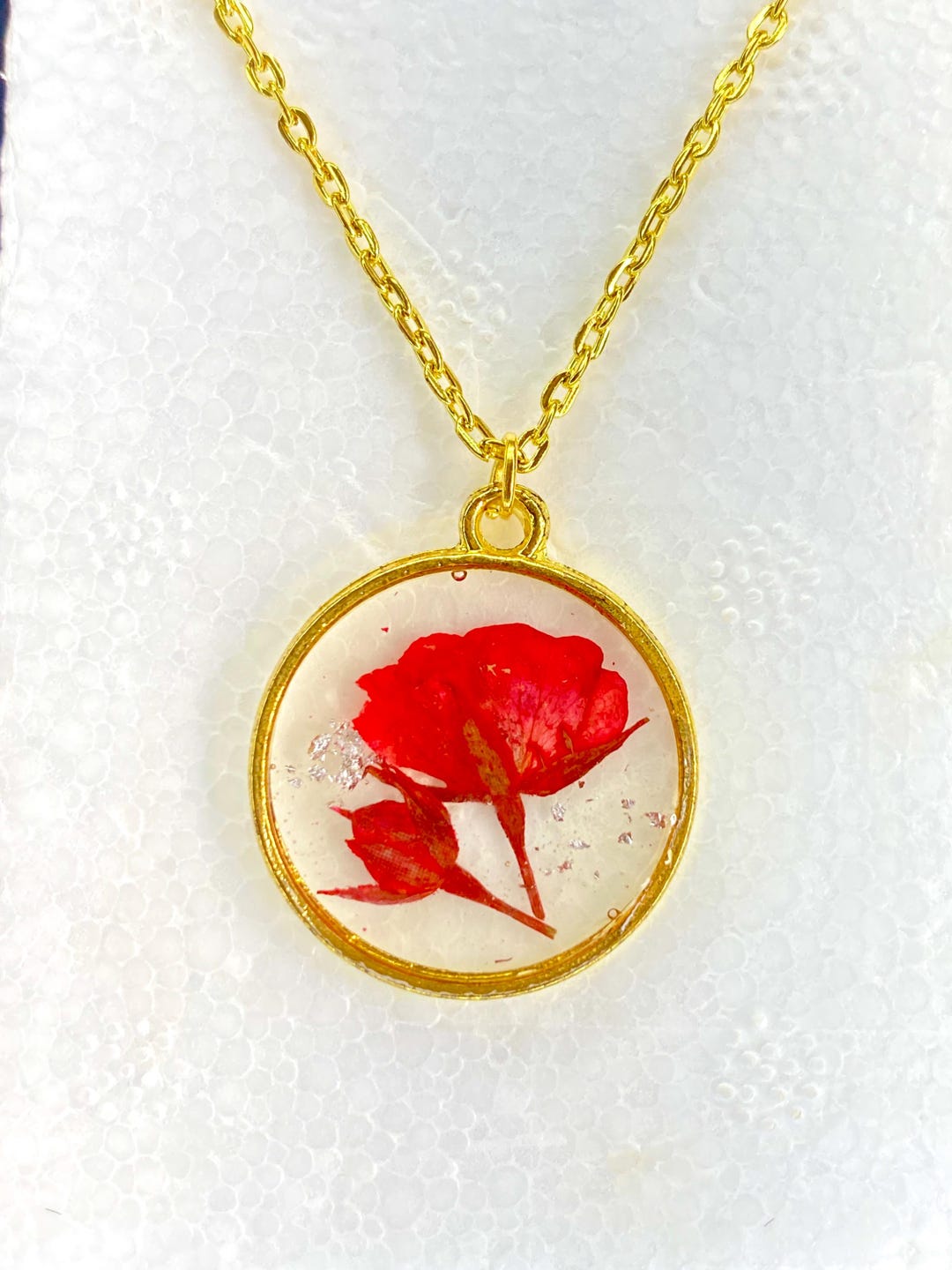 Jun Birth Month Necklace, Real Pressed Flower Pendant Handmade Jewelry ...
