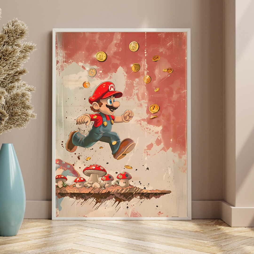 Mario Adventure Vertical Poster, Vintage Super Mario Gaming Poster ...