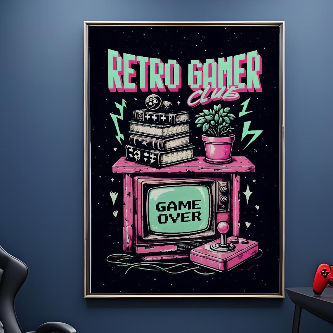 Set of 2 Retro 90s Gaming Arcade Digital Wall Art, Vintage 80s 90s Game ...