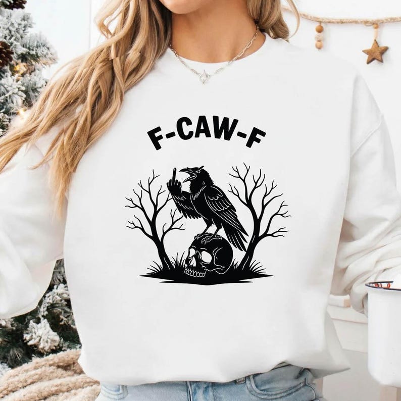 F-caw-f SVG, F-caw-f PNG, Fcawf DTF Print, Funny Gothic Raven Art,crow ...