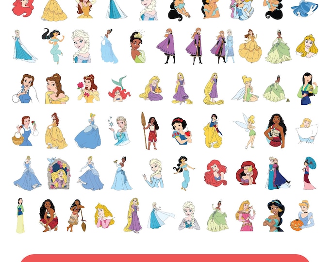 Princess Name PNG Clipart: Cartoon Princesses, Birthday Sublimation ...