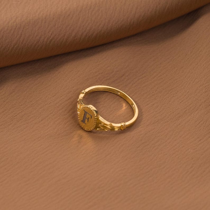 Custom Initial Signet Ring | Vintage Engraved Letter Ring | 925 Sterling Silver Gold Monogram ...