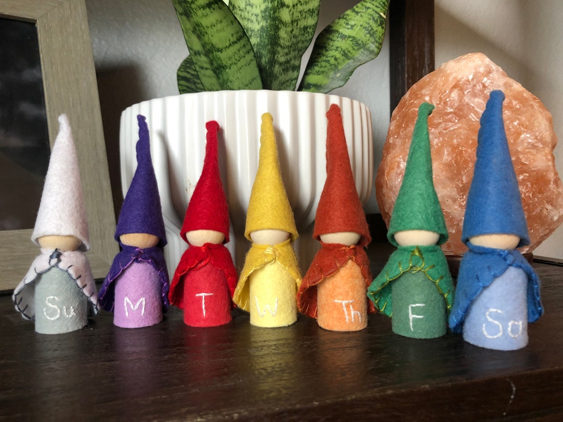 Days of the Week Waldorf Homeschool Gnomes - Traditional Steiner Colors ...