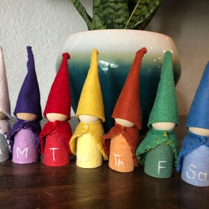 Days of the Week Waldorf Homeschool Gnomes - Traditional Steiner Colors ...