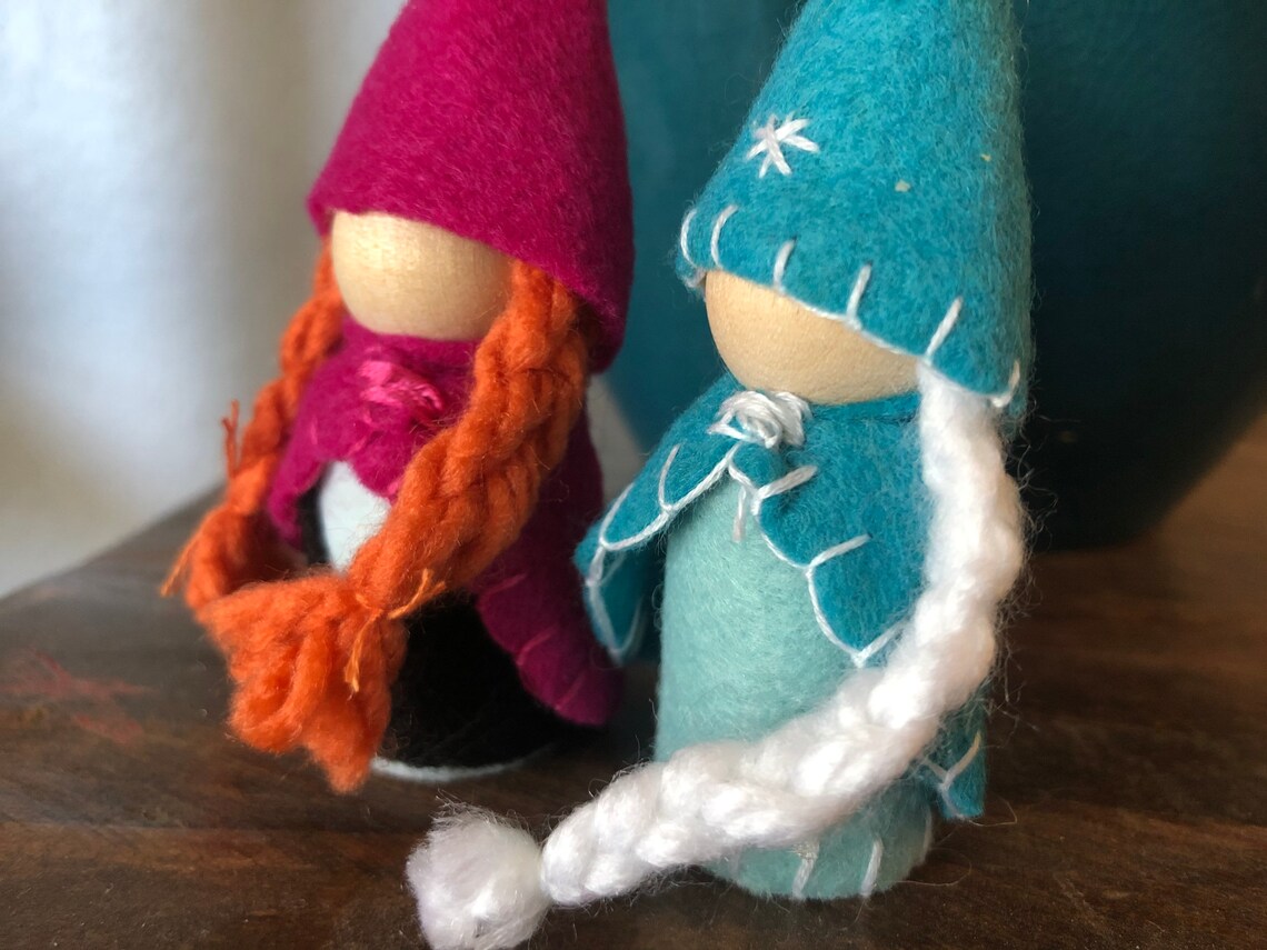 Waldorf Inspired Elsa and Anna Frozen Gnome Dolls Frozen Valentine - Etsy