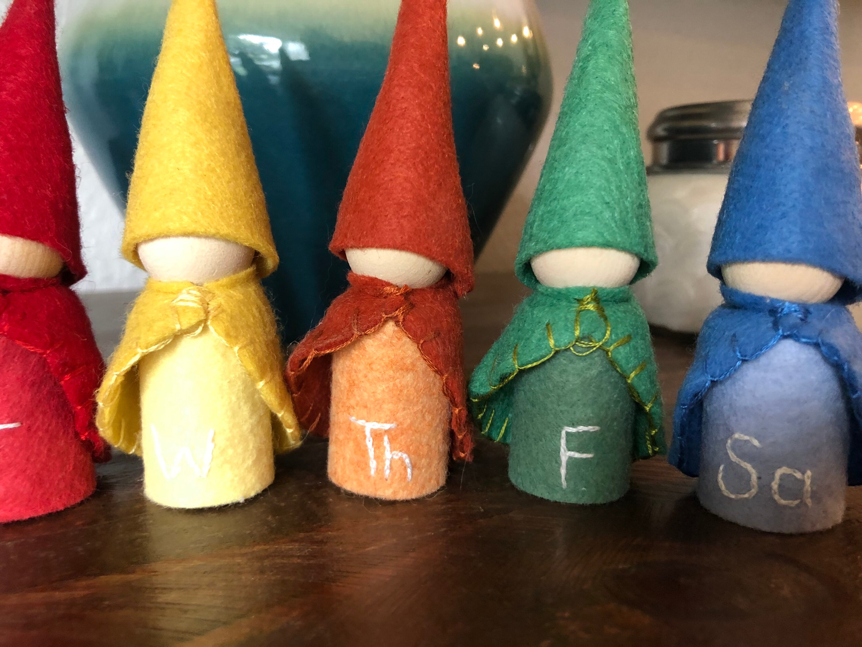 Days of the Week Waldorf Homeschool Gnomes - Traditional Steiner Colors ...