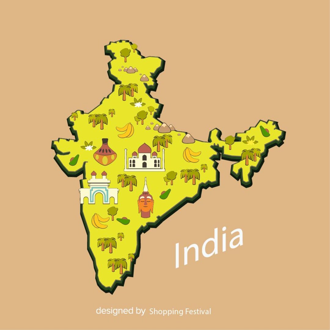 Simple Map of India - Etsy Canada
