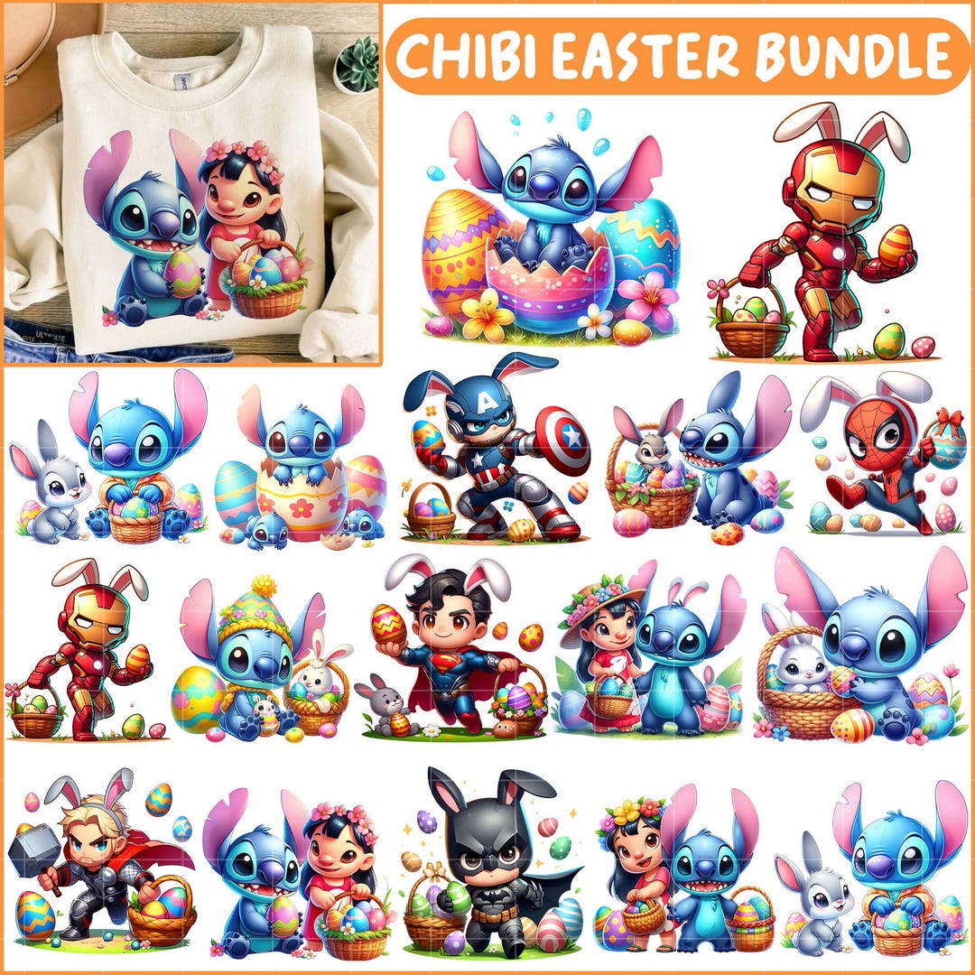 Chibi Easter Bunny Cartoon Bundle, Easter Png, Chibi Cartoon Png, Happy ...