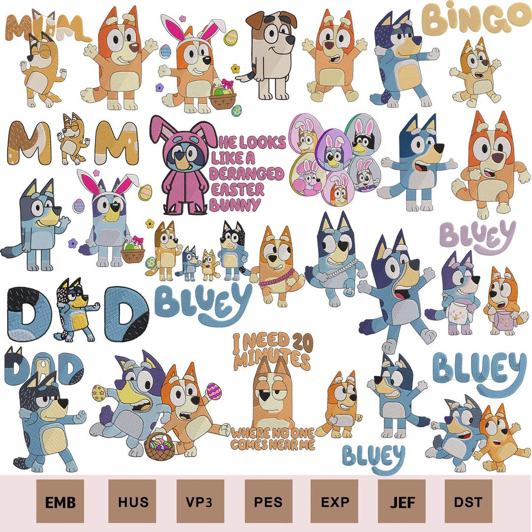 Cartoon Embroidery Designs, Digital Machine Embroidery, Embroidery Blue ...