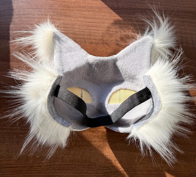 Handmade Grey Cat Mask and Faux Fur Tail, for Therians, Furries ...
